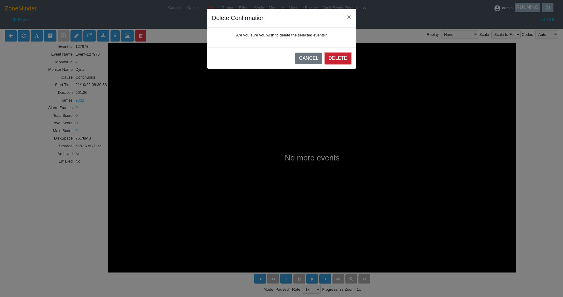 Delete dialogue do not dissapear · Issue #3377 · ZoneMinder/zoneminder · GitHub