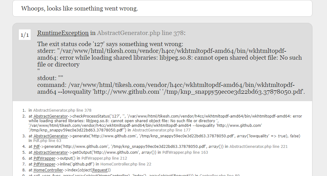 didn't work in Amazon Linux AMI release 2017.09 · Issue #241 · barryvdh/laravel-snappy · GitHub