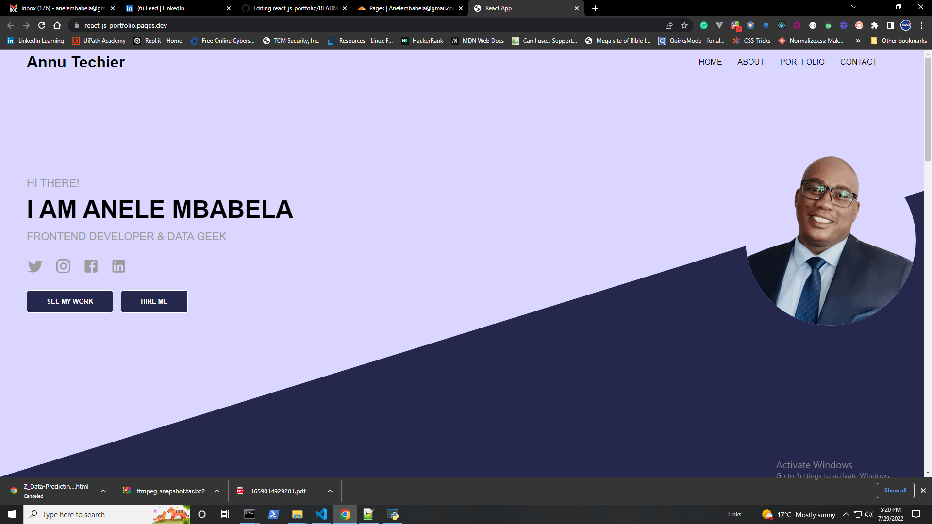 GitHub - AneleMbabela/react_js_portfolio: Old reactjs based Portfolio