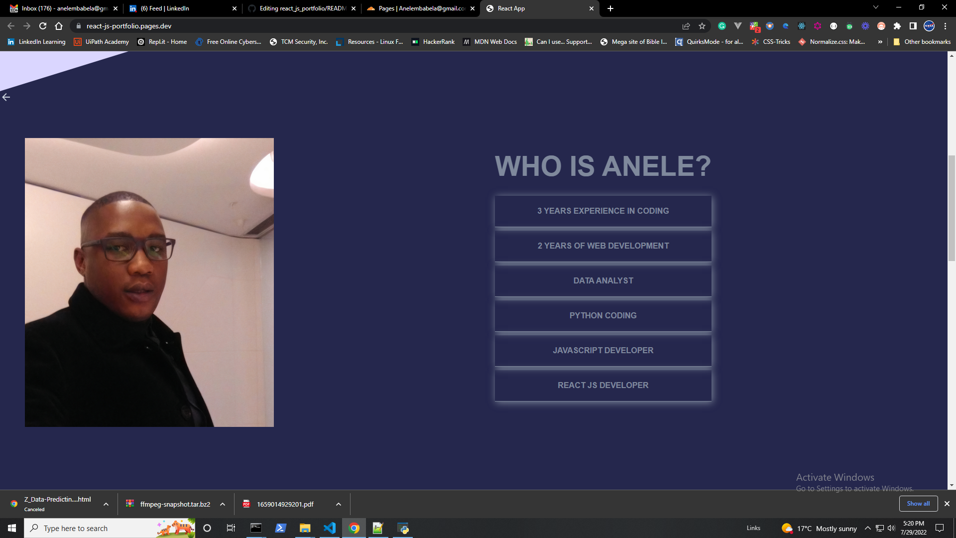 GitHub - AneleMbabela/react_js_portfolio: Old reactjs based Portfolio