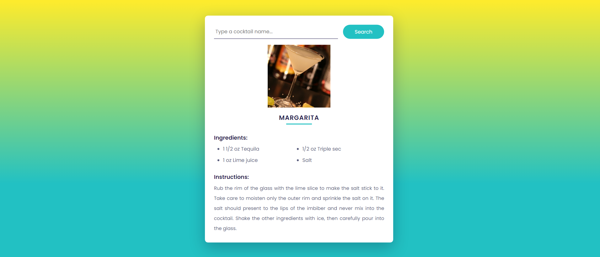 GitHub - AneleMbabela/cocktail-recipe-app: Building a cocktail recipe app using a api.