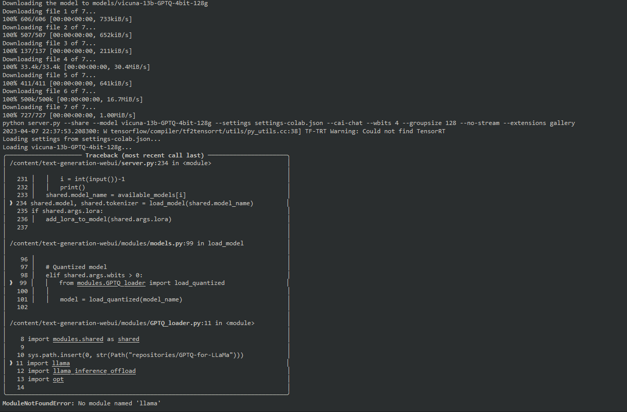 [Colab] Won't download added models .safetensors file. · Issue #901 · oobabooga/text-generation ...