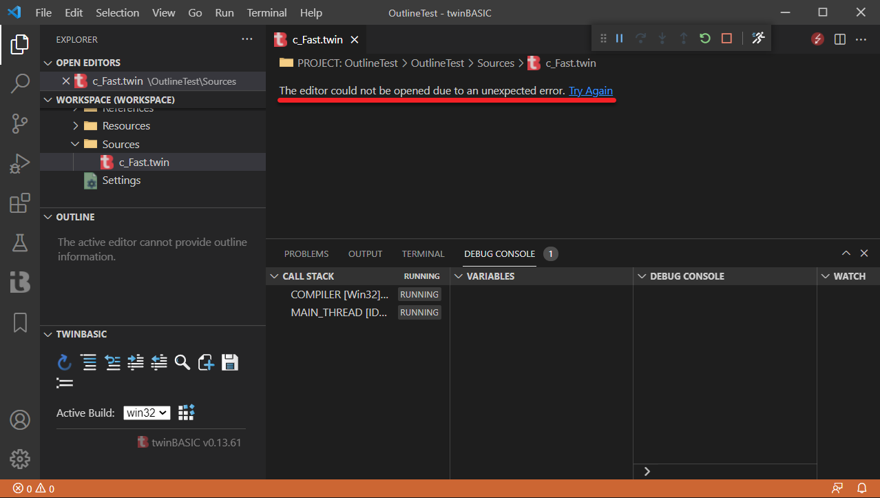 The editor could not be opened due to an unexpected error. · Issue #623 · twinbasic/twinbasic ...