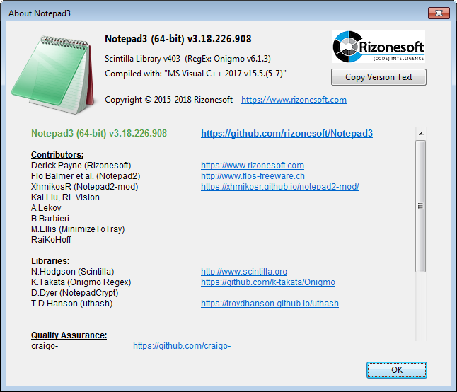 About dialog · Issue #292 · rizonesoft/Notepad3 · GitHub