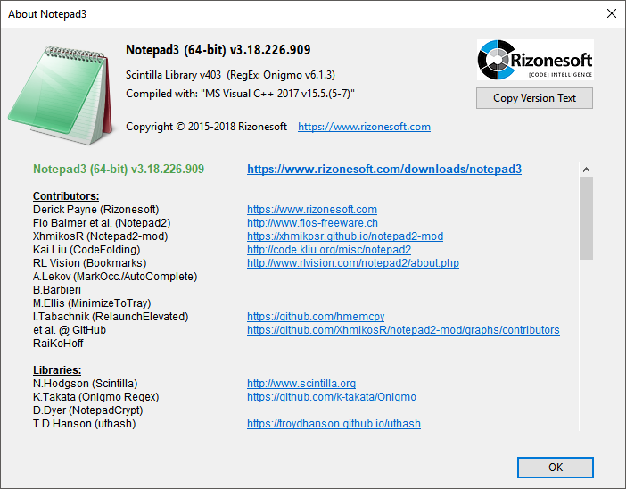 About dialog · Issue #292 · rizonesoft/Notepad3 · GitHub