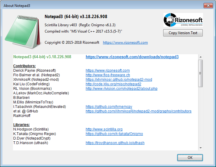 About dialog · Issue #292 · rizonesoft/Notepad3 · GitHub