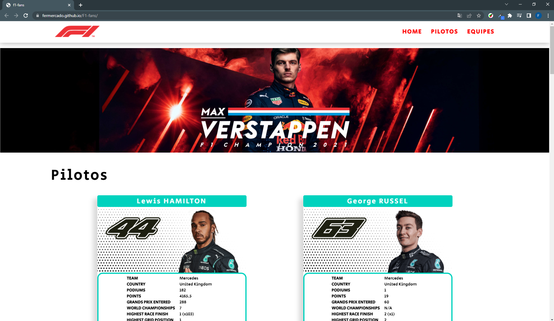 GitHub - fermercado/F1-fans: Pagina desenvolvida pra os fãns de formula1