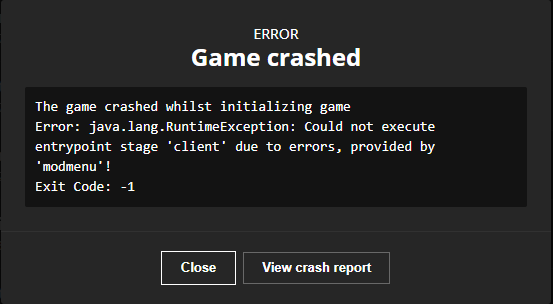 Minecraft Error stating mod menu did it · Issue #307 · TerraformersMC/ModMenu · GitHub