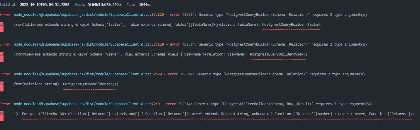 Generic Type Errors In The V2 Supabaseclient · Issue 602 · Supabase Supabase Js · Github