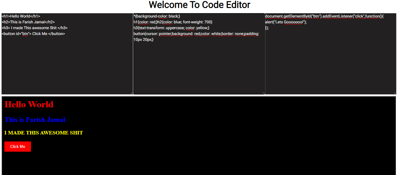 GitHub - farish-jamal/Online-Code-Editor: Made this small fun project with local storage and iframe