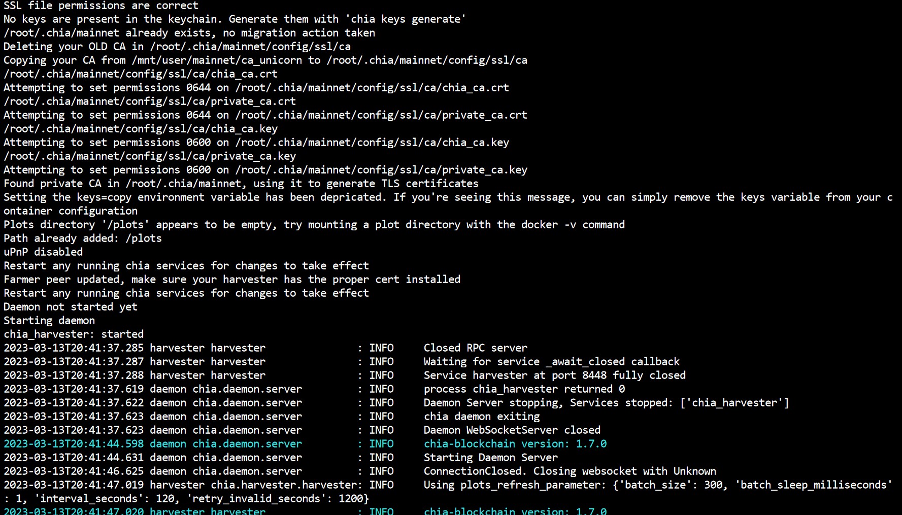 Error in log after upgrading to 1.7.0 · Issue #194 · Chia-Network/chia-docker · GitHub