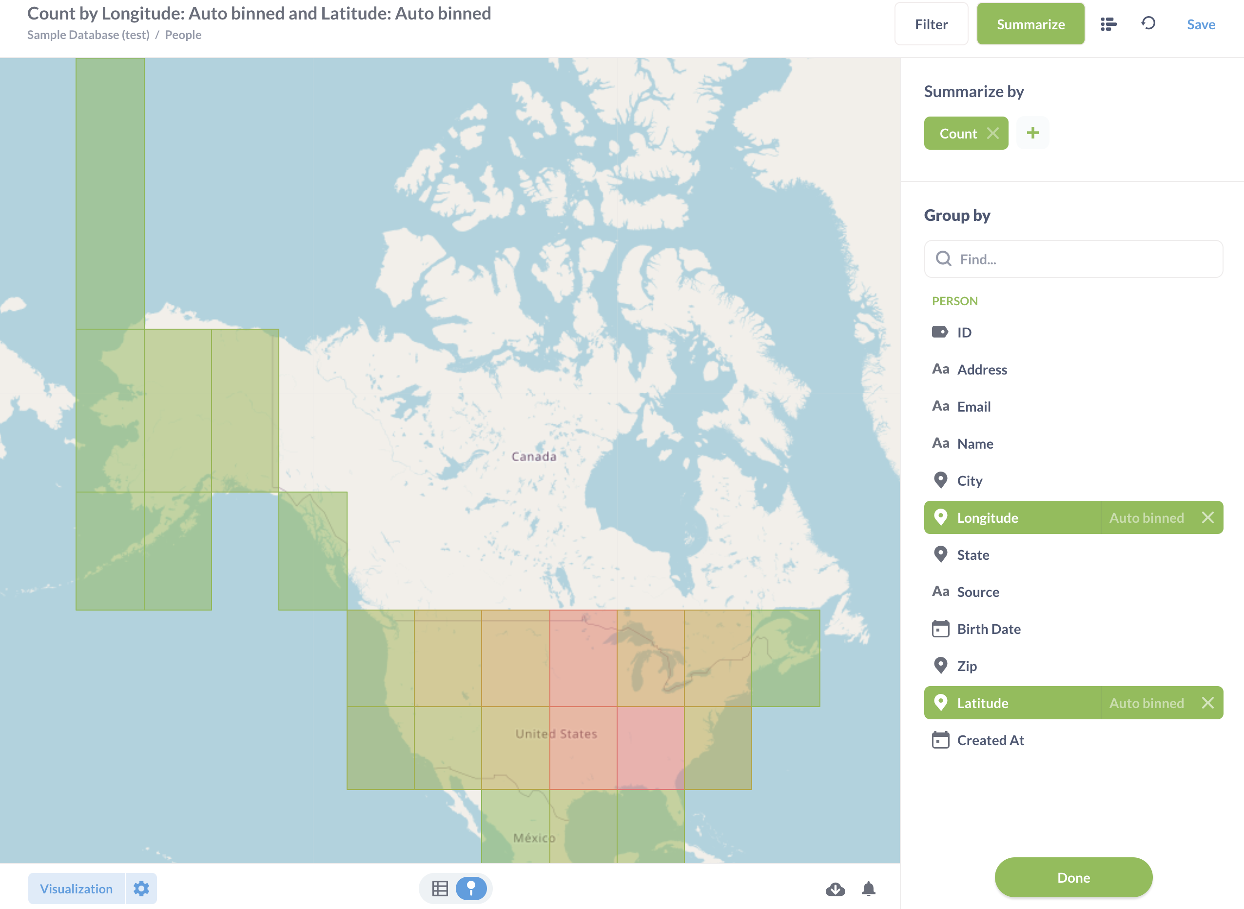 Adding filter of summarized field grouped by latitude and longitude on a map causes table ...