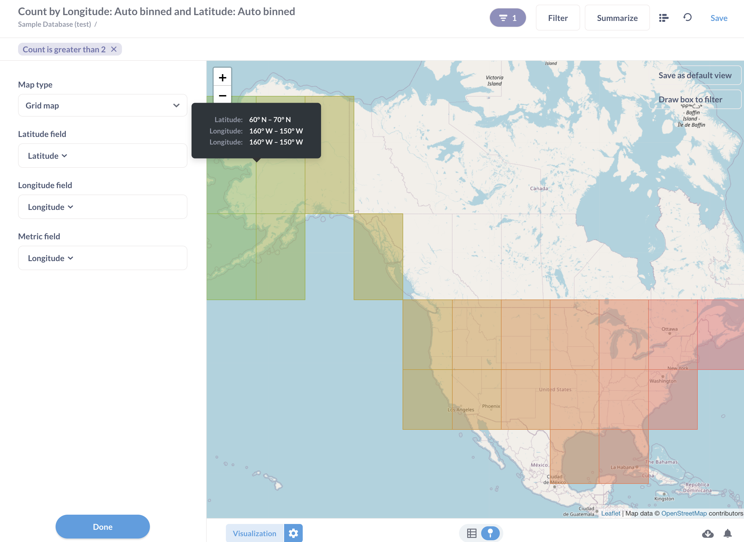 Adding filter of summarized field grouped by latitude and longitude on a map changes selected ...