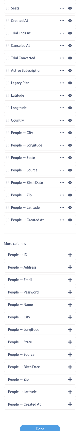 Adding columns with More Columns stops working after columns hidden on Saved Question datasets ...