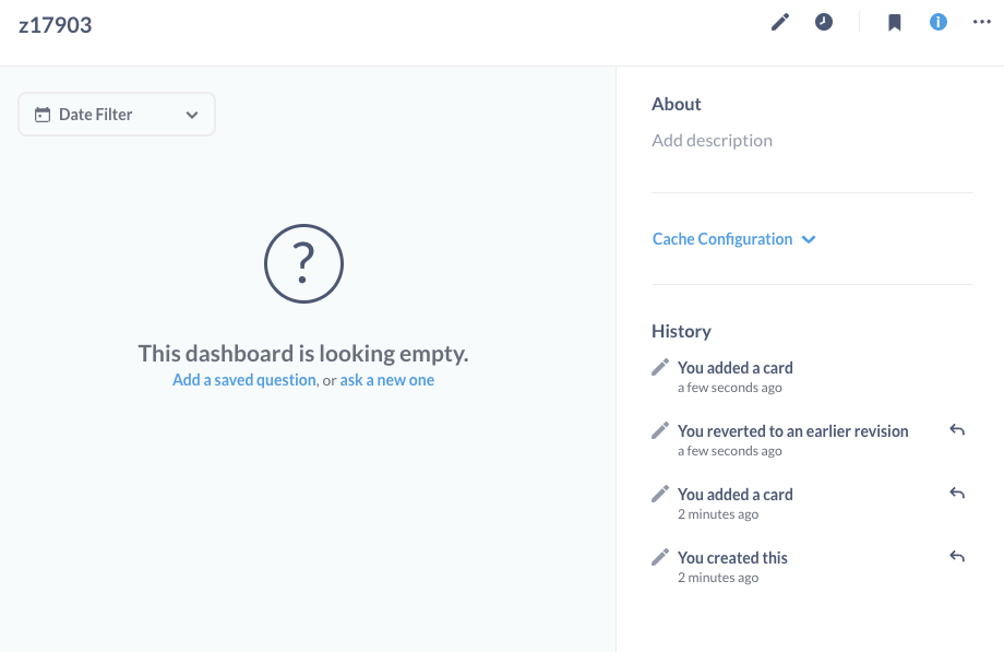 Changes to dashboard filters do not show in revision history, filters disconnected without ...