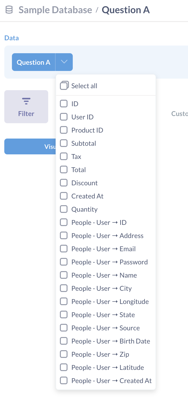 Unable to add joined columns in table settings after removing through notebook editor on nested ...