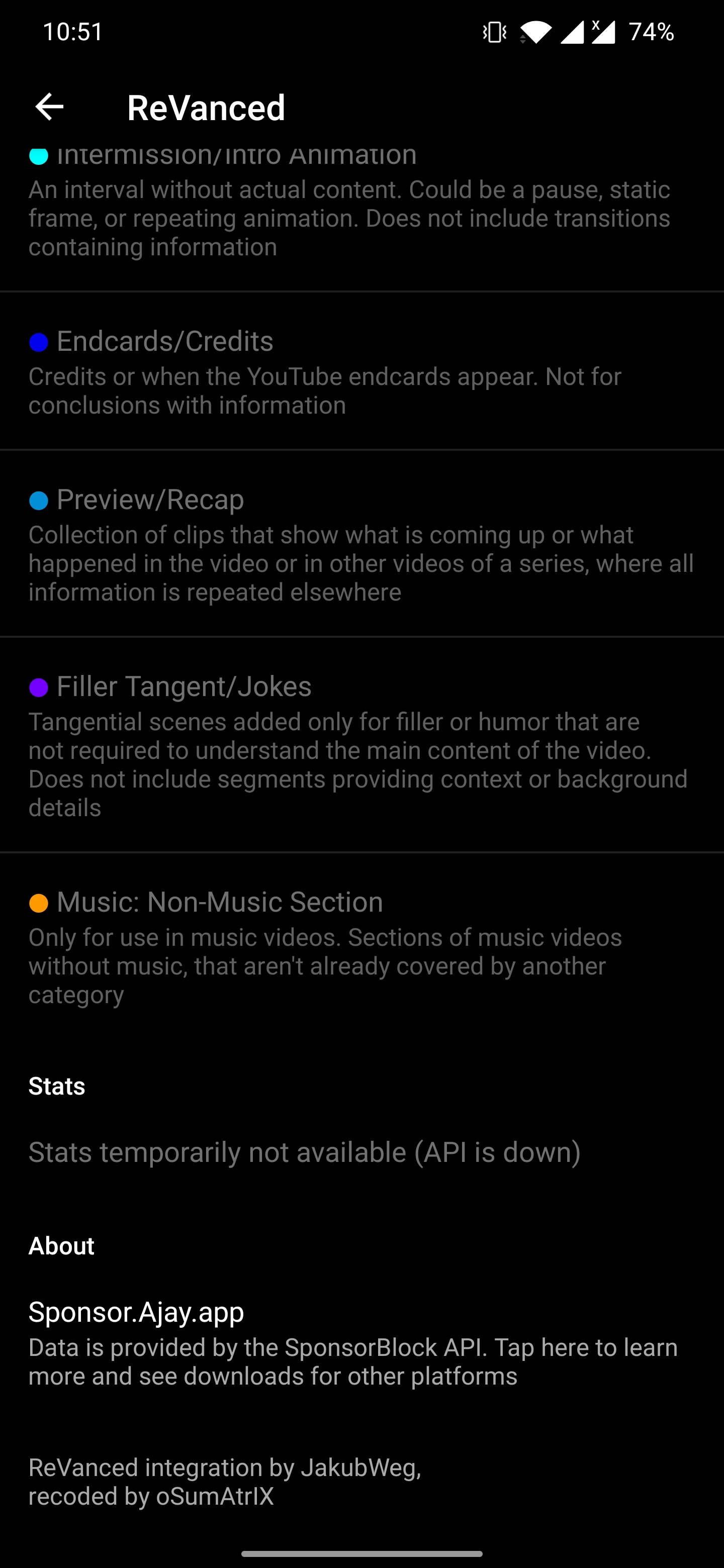 bug(youtube/sponsorblock): sometimes sponsorblock is not available (stats temporarily not ...