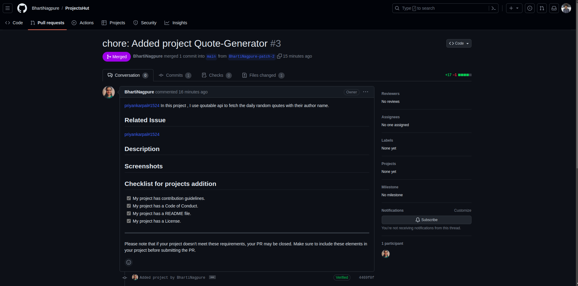 chore: project addition by bharti nagpure · Issue #1524 · priyankarpal/projectshut · GitHub