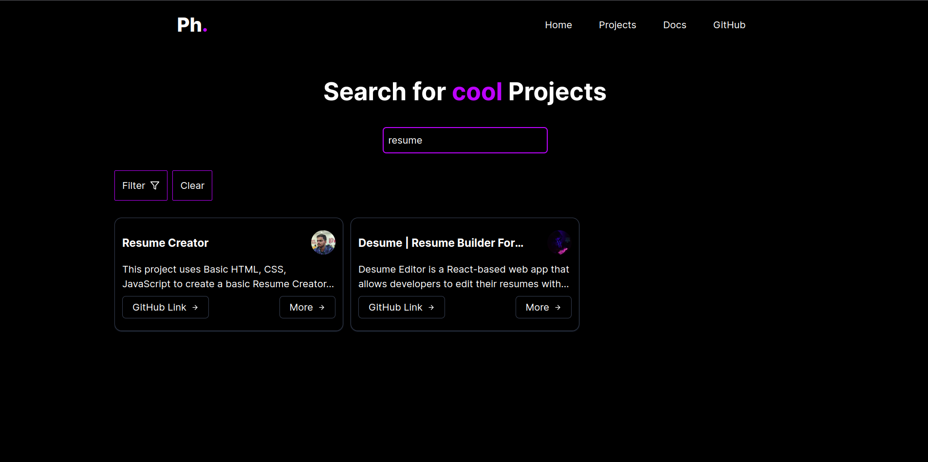 Bug: Search feature isn't working properly · Issue #1535 · priyankarpal/ProjectsHut · GitHub