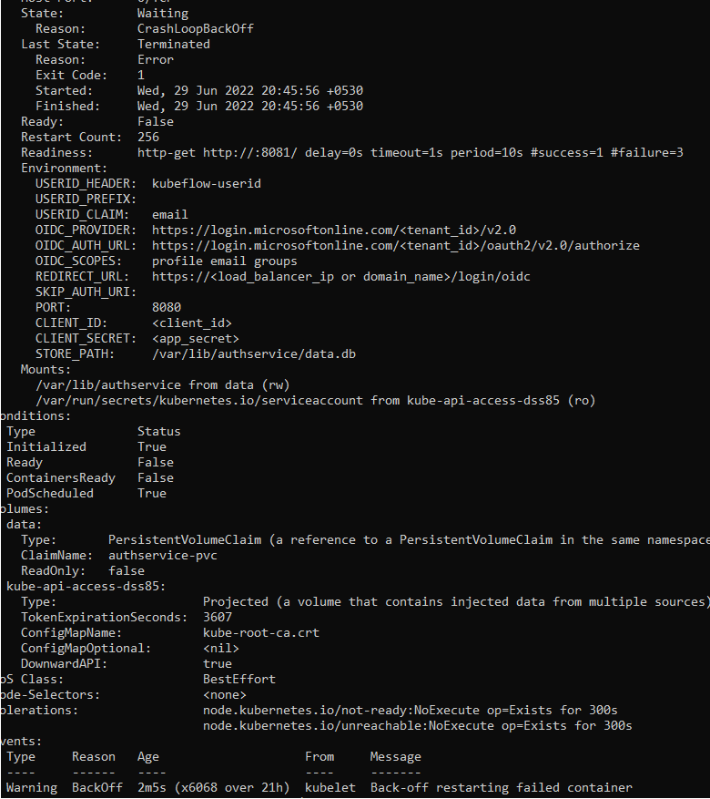 issue with "authservice-0" pod for kubeflow OIDC setup · Issue #6567 · kubeflow/kubeflow · GitHub