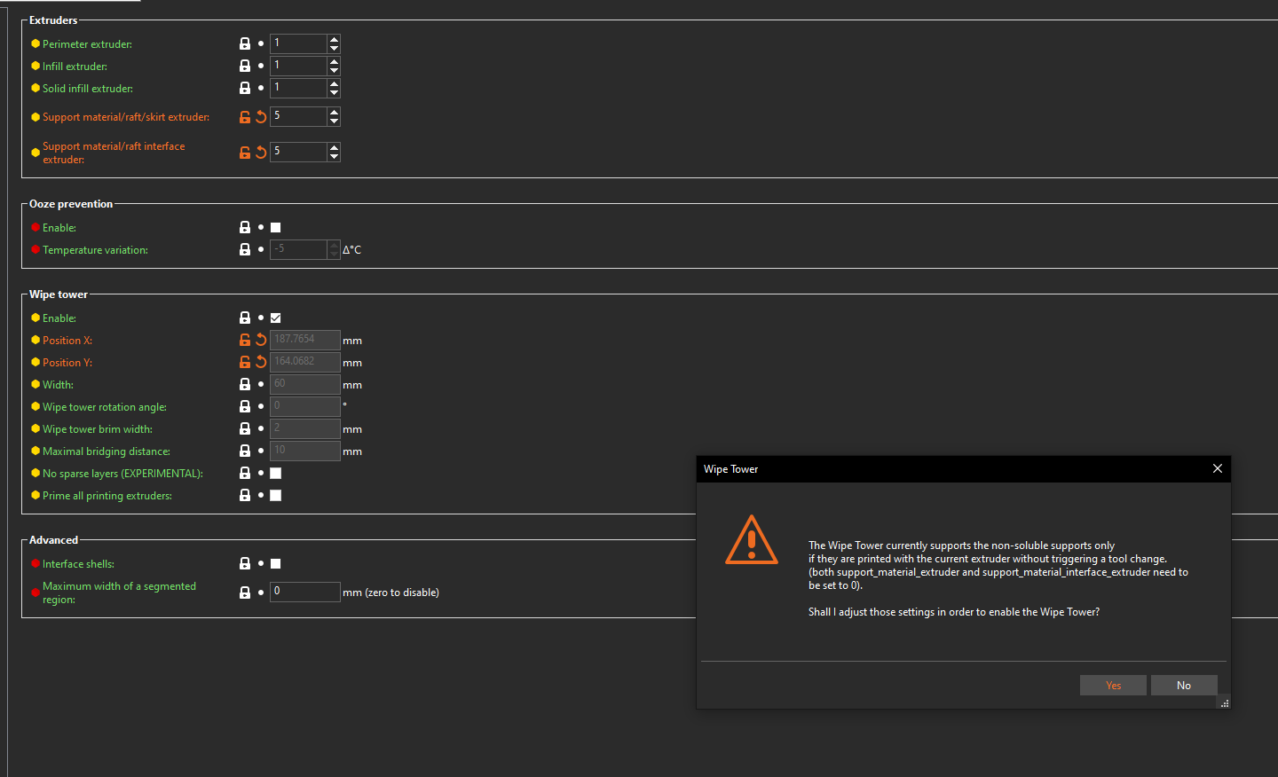Soluble Support Setting Preventing Wipe Tower Even Though I Just Want My Supports To Be A 