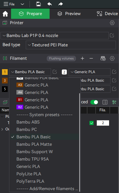 P1P Blocked from using PLA Silk profile · Issue #1303 · bambulab/BambuStudio · GitHub