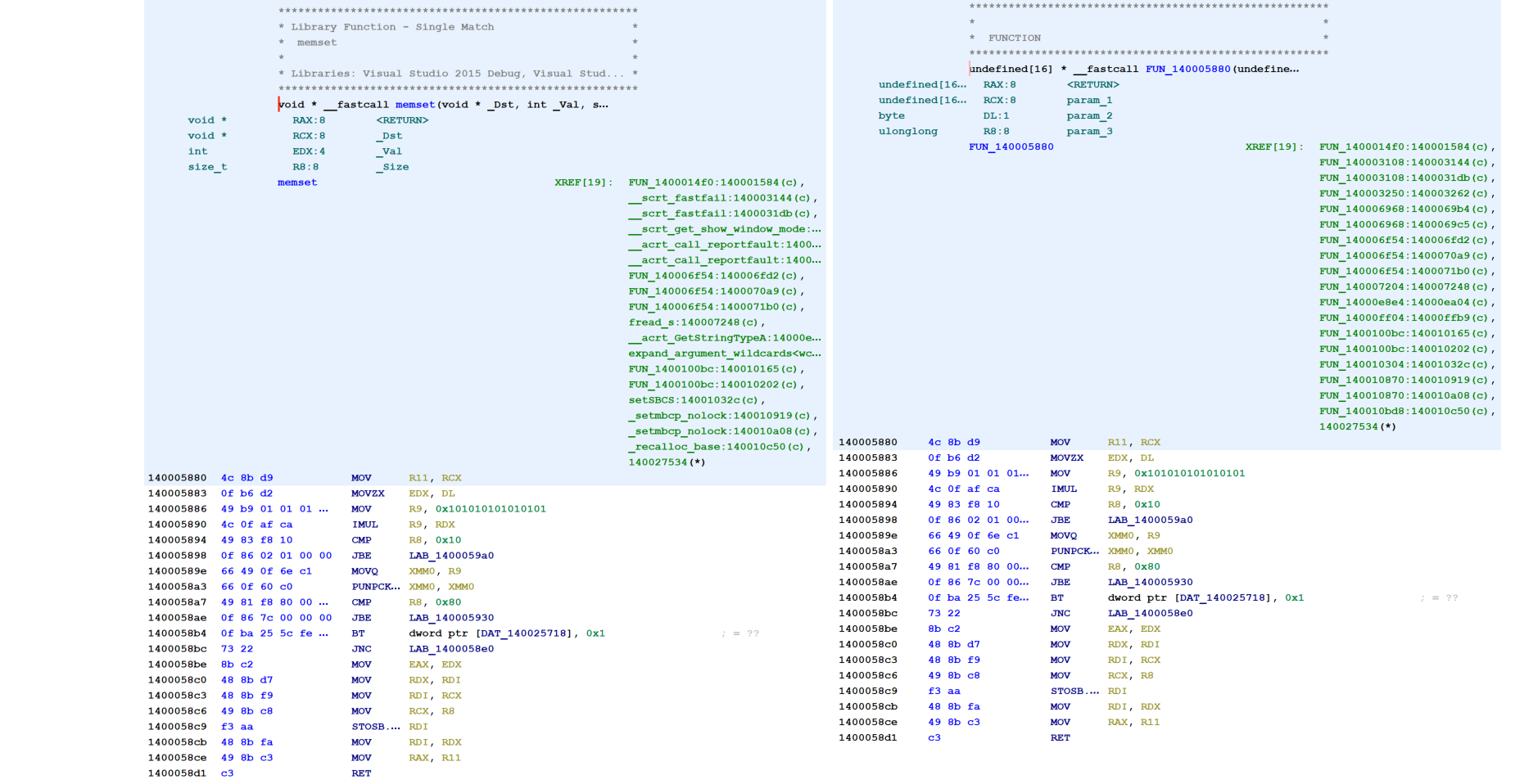 FID does not identify some library functions when "Decompiler Switch ...