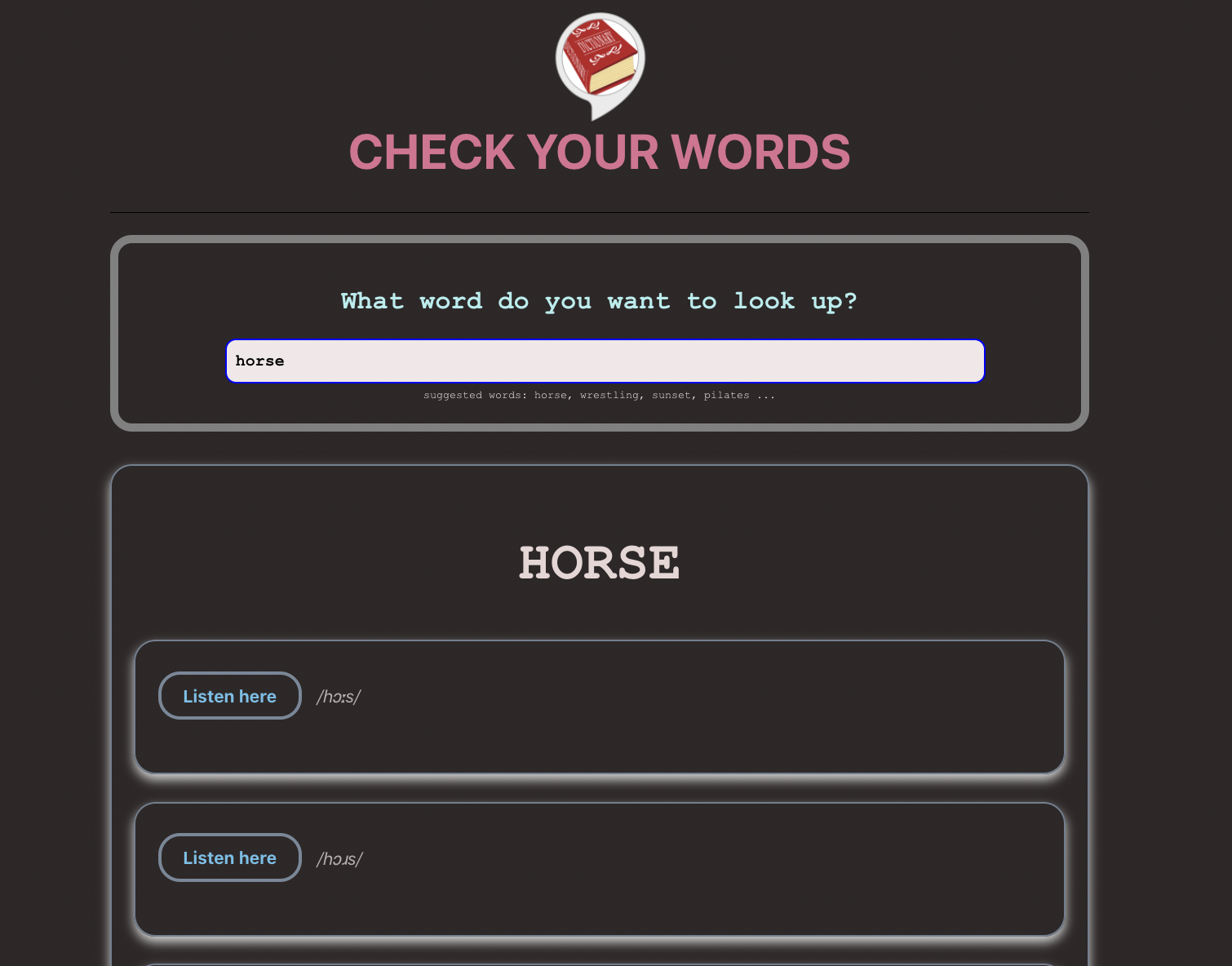 GitHub - skhin/check-your-words: A dictionary app that well, acts like ...
