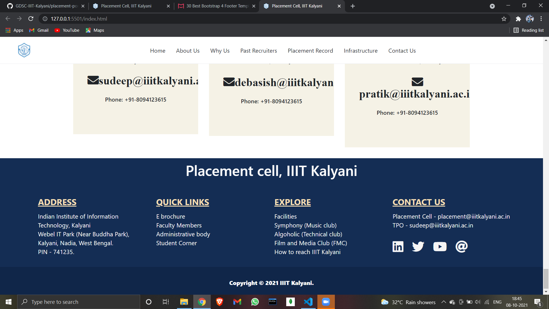 Footer needs some improvement · Issue #47 · GDSC-IIIT-Kalyani/placement-portal · GitHub