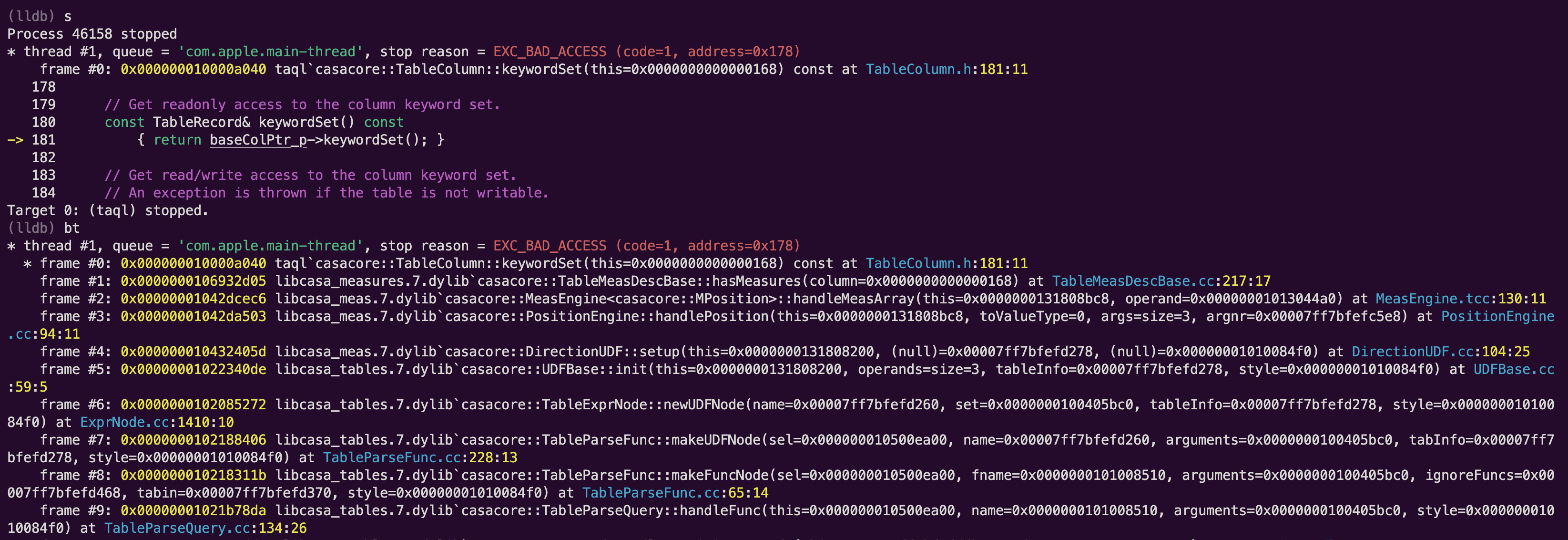 taql segmentation fault · Issue #1266 · casacore/casacore · GitHub