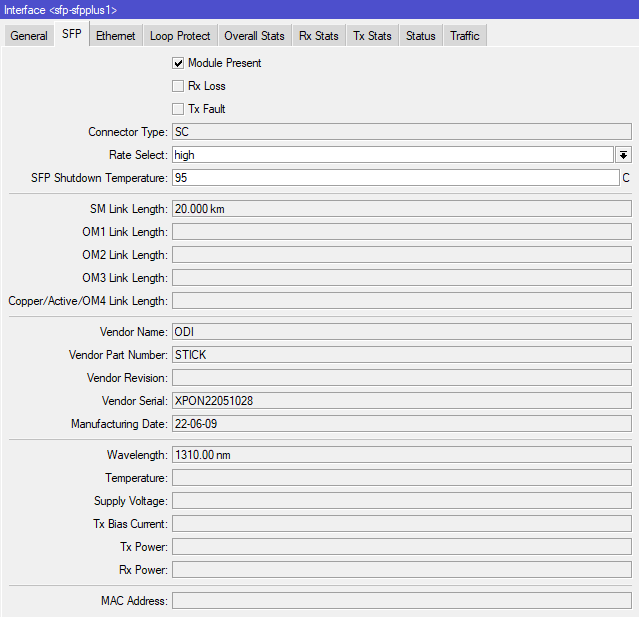 XPON STICK ONU SFP Info (Temp, Rx power, Tx Power) can not be read by ...