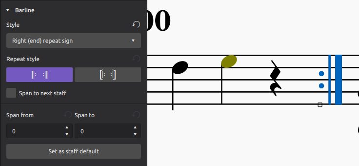 [Inspector] In the 'Barlines' section, the 'Left (start) repeat' option behaves incorrectly ...