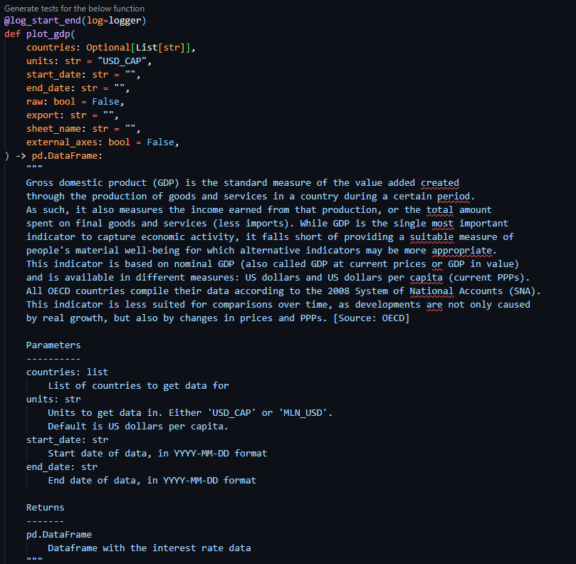 [Bug] Docstrings Error: `openbb.economy.balance_chart` - Returns: Dataframe with interest rate ...