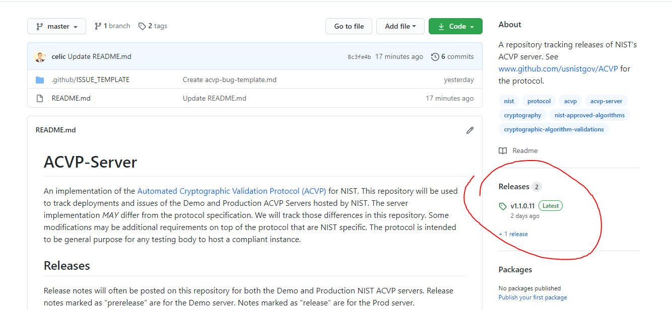 FYI: new ACVP-Server repository · Issue #998 · usnistgov/ACVP · GitHub