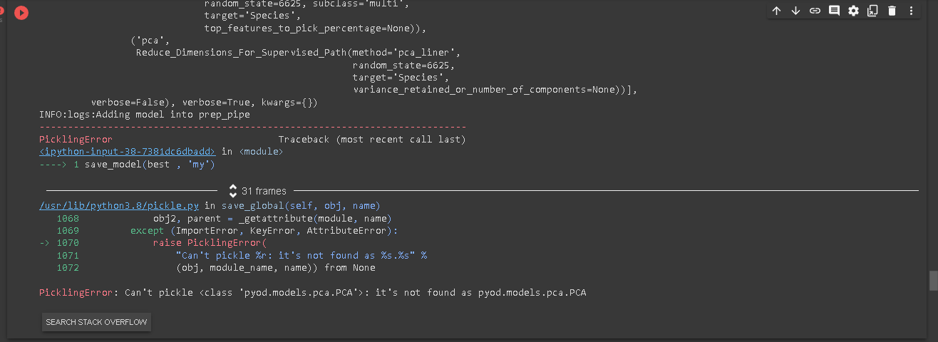 Picklingerror Can T Pickle It S Not Found As Pyod Models Pca Pca · Issue 3259 · Pycaret