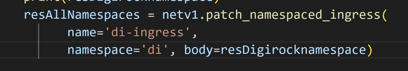 Can you share an example of how to update existing ingress using patch_namespaced_ingress? I'm ...