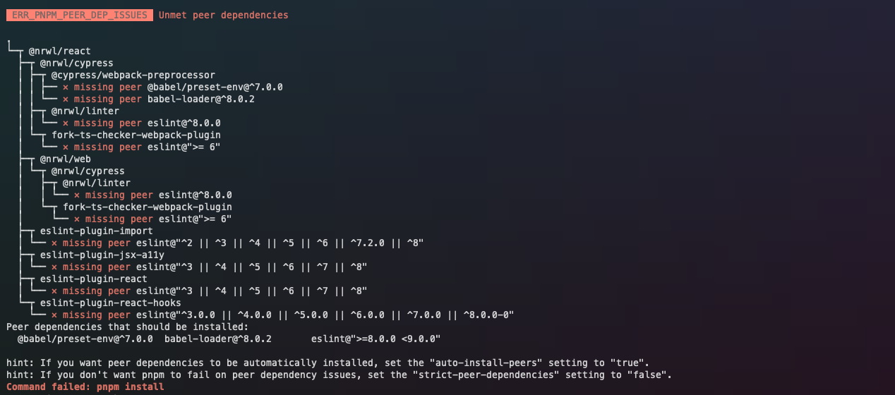 `create-nx-workspace --preset=react --pm=pnpm` reports success but does not create an app ...