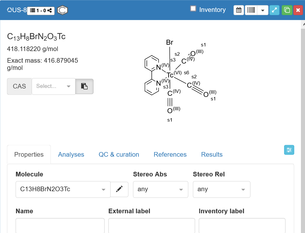 Display of (organo)metallic structures in the molecule editor and sample/reaction lists · Issue ...