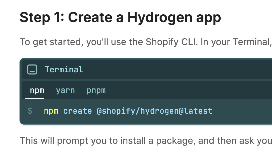 Align Create Shopifyhydrogenlatest Across Docsgithubmarketing · Issue 508 · Shopify