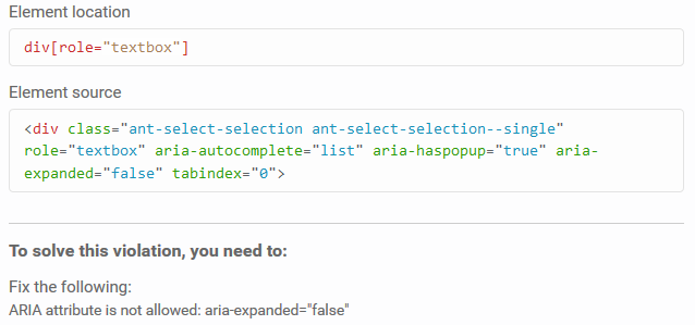 Accessibility issue for 'combobox' inside 'Calendar' component - Certain ARIA roles must contain ...