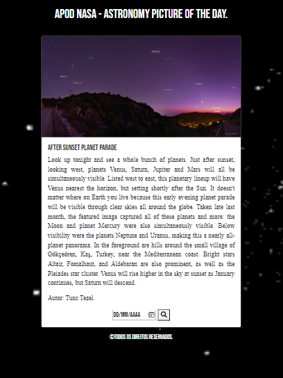 GitHub - kasvrol/apod-universo: Requisição da API dada pela NASA ...