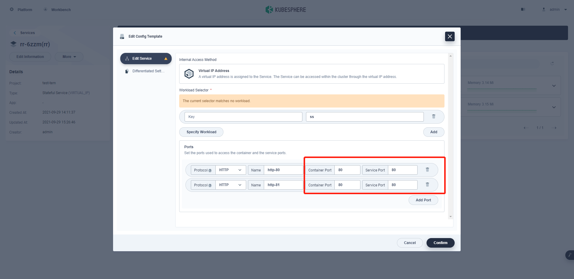 Edit the federatedService to add the same port successfully · Issue #2358 · kubesphere/console ...