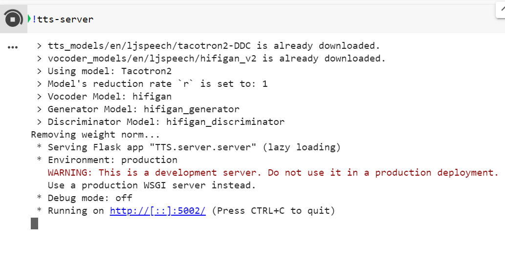 TTS server mode is not opening · coqui-ai TTS · Discussion #817 · GitHub