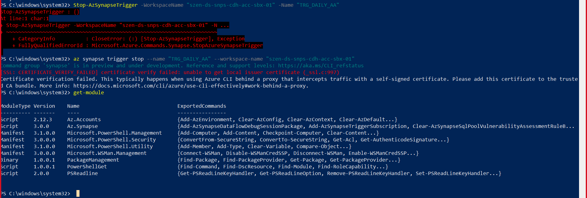 Stop-AzSynapseTrigger powershell command no longer working · Issue #22117 · Azure/azure ...