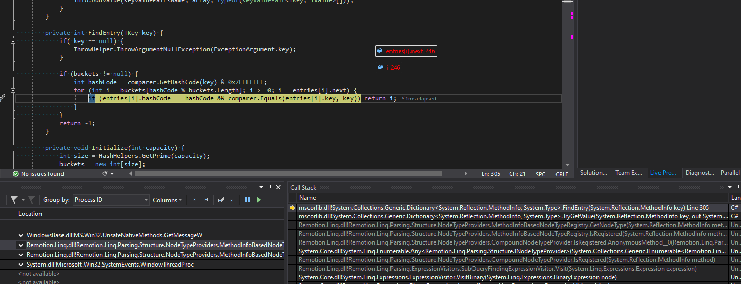 Infinite loop in inconsistent dictionary at TryGetValue() while QueryCompiling · Issue #19815 ...