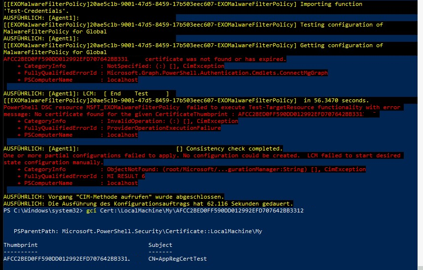 EXOMalwareFilterPolicy -Problem with Auth. via AppReg with Cert · Issue ...