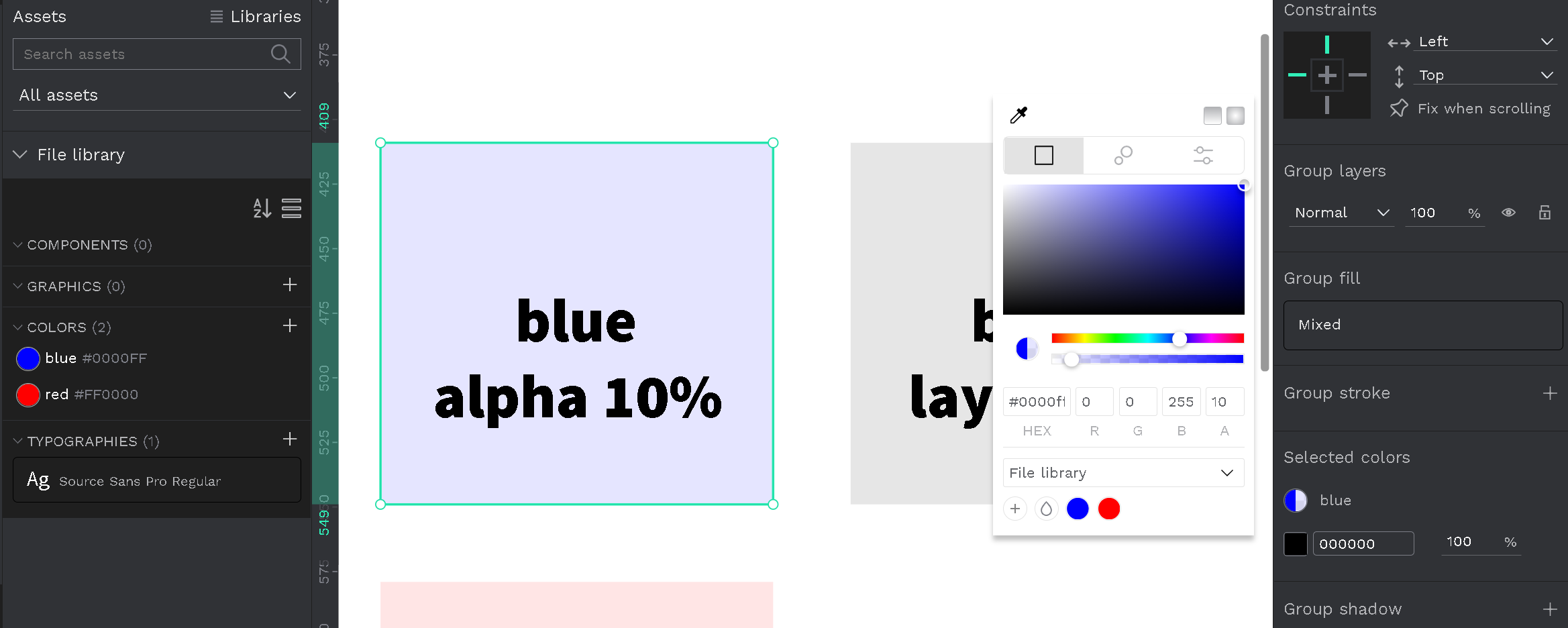 bug: update or delete on library elements reset color alpha values in document to 100% · Issue ...
