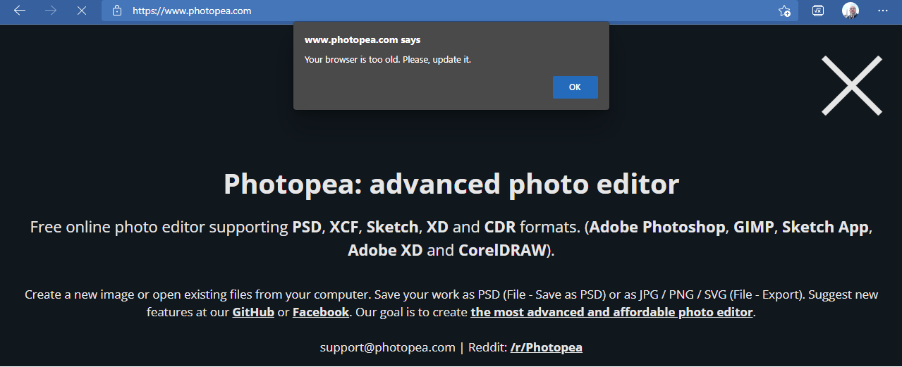Your browser is too old. Please, update it. Doesnt Open the Editor ...