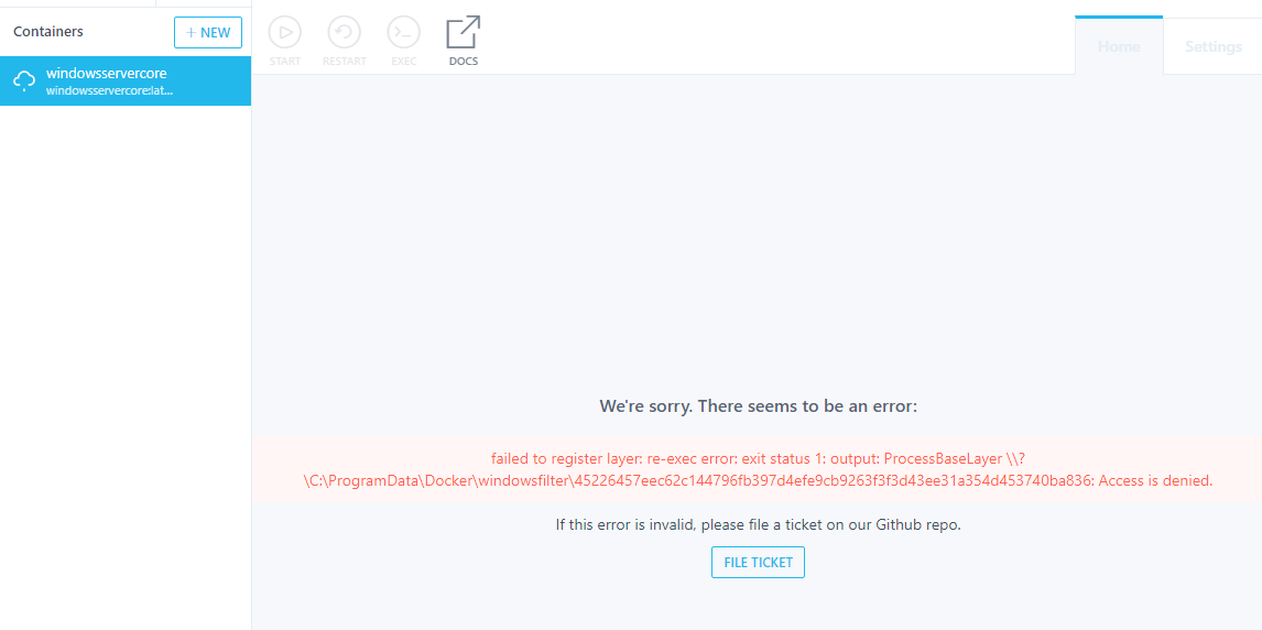 Windowsservercore Downloadlayer Registeration Fails · Issue 4584 · Dockerkitematic · Github