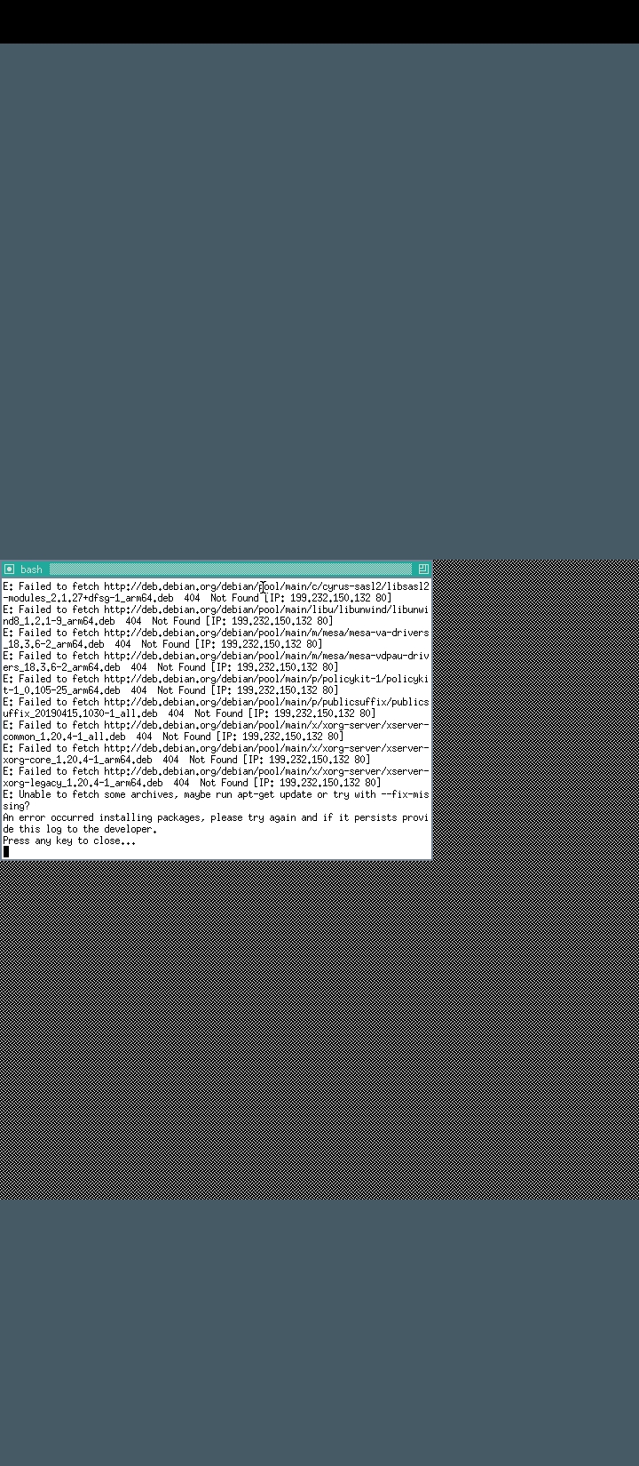 Bug report - Xfce desktop environment fails to deploy. · Issue #1723 · CypherpunkArmory/UserLAnd ...